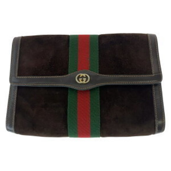 Gucci | Bags | Gucci Sherry Line Interlocking Brown Suede Leather ...
